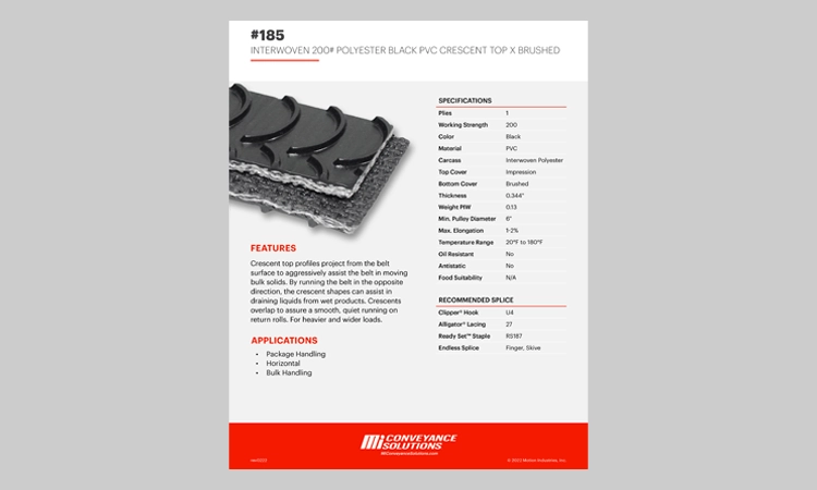 Motion Conveyance Solutions | #185 Interwoven 200# Polyester Black PVC ...