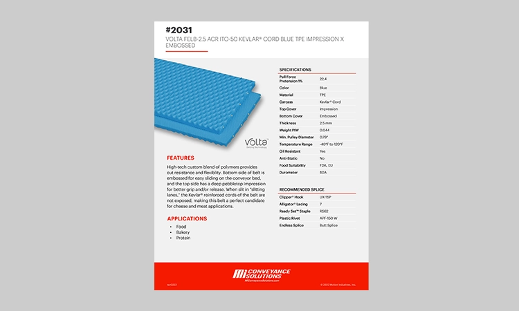 Motion Conveyance Solutions | #2031 Volta FELB-2.5 ACR ITO-50 Kevlar ...