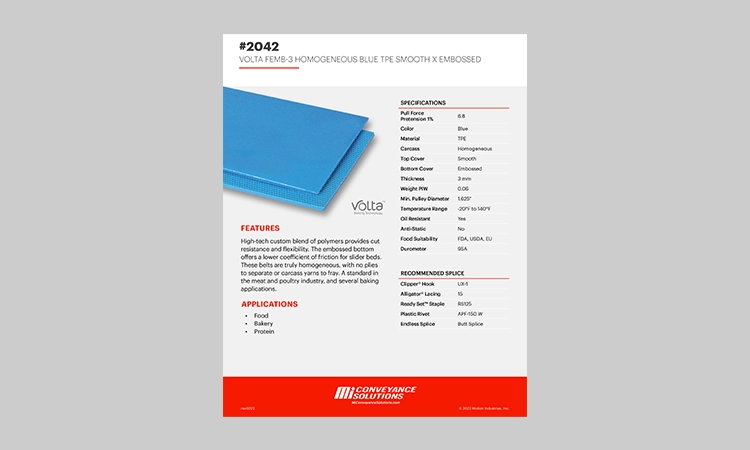 Motion Conveyance Solutions | #2042 Volta FEMB-3 Homogeneous Blue TPE ...