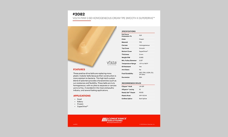 Motion Conveyance Solutions | #2082 Volta FMW-3 SD Homogeneous Cream ...