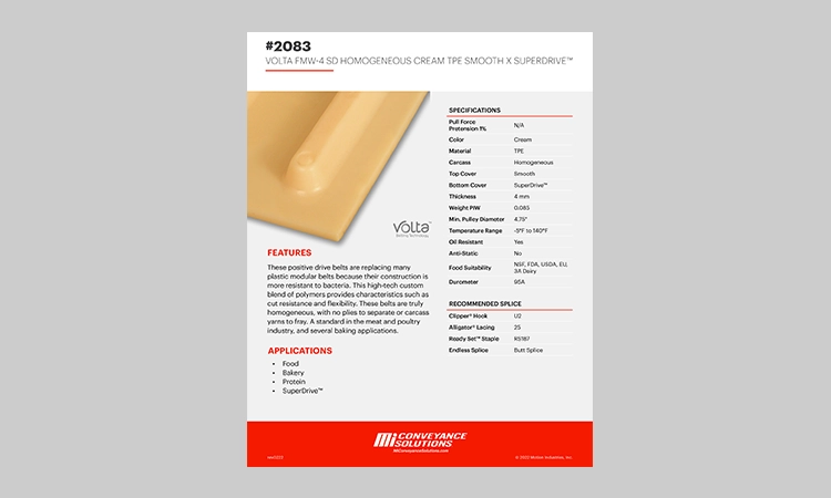 Motion Conveyance Solutions | #2083 Volta FMW-4 SD Homogeneous Cream ...