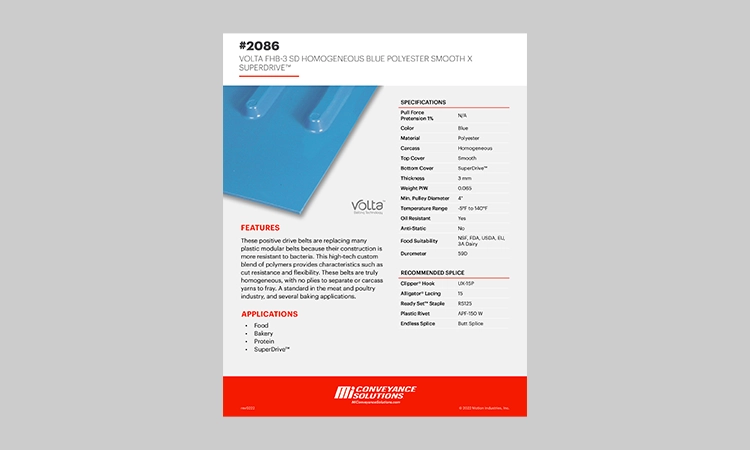 Motion Conveyance Solutions | #2086 Volta FHB-3 SD Homogeneous Blue ...