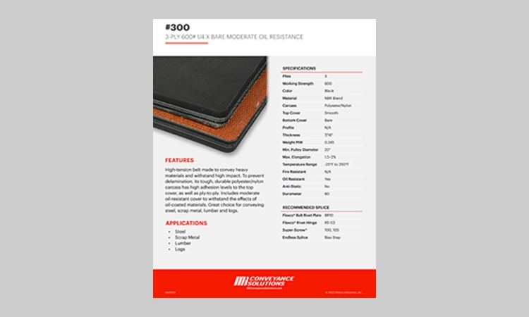 Motion Conveyance Solutions | #300 3-Ply 600# 1/4 x Bare Moderate Oil ...