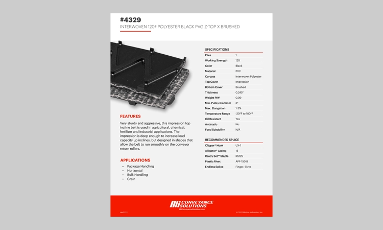 Motion Conveyance Solutions | #4329 Interwoven 120# Polyester Black PVG ...