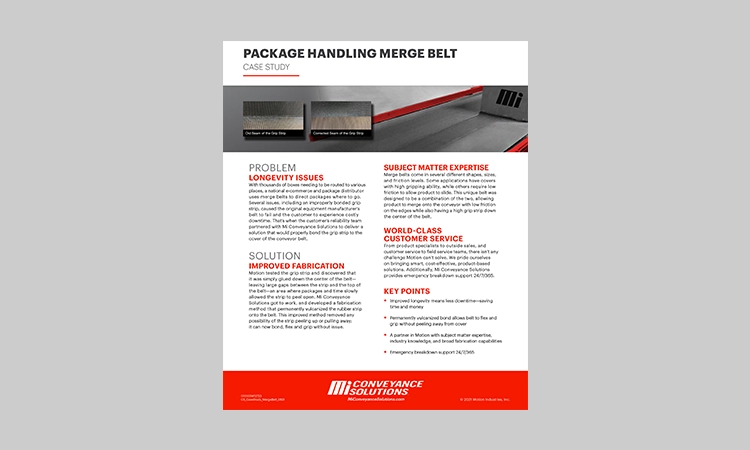 Motion Conveyance Solutions | Package Handling Merge Belt Case - Motion ...