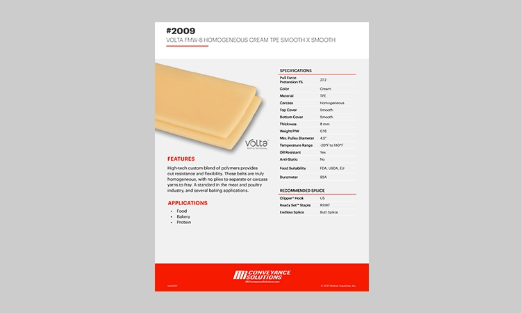 Motion Conveyance Solutions | #2009 Volta FMW-8 Homogeneous Cream TPE ...