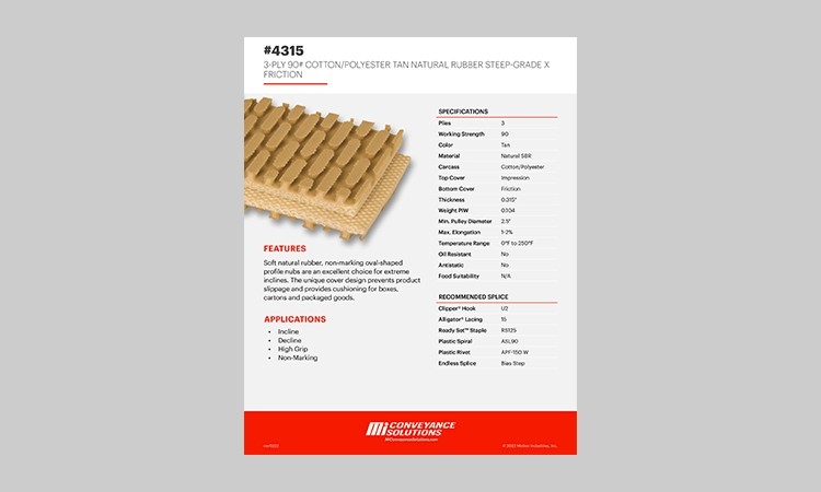 Motion Conveyance Solutions | #4315 3-Ply 90# Cotton/Polyester Tan ...