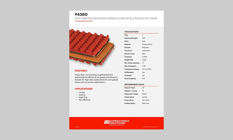 Motion Conveyance Solutions | #4360 3-Ply 225# Polyester Red ...