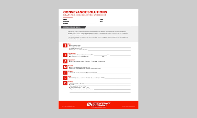 Motion Conveyance Solutions | STAMPED Hose Selection Worksheet - Motion ...
