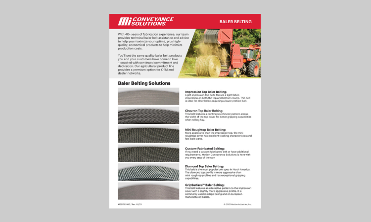 Motion Conveyance Solutions | Baler Belting Capabilities - Motion ...