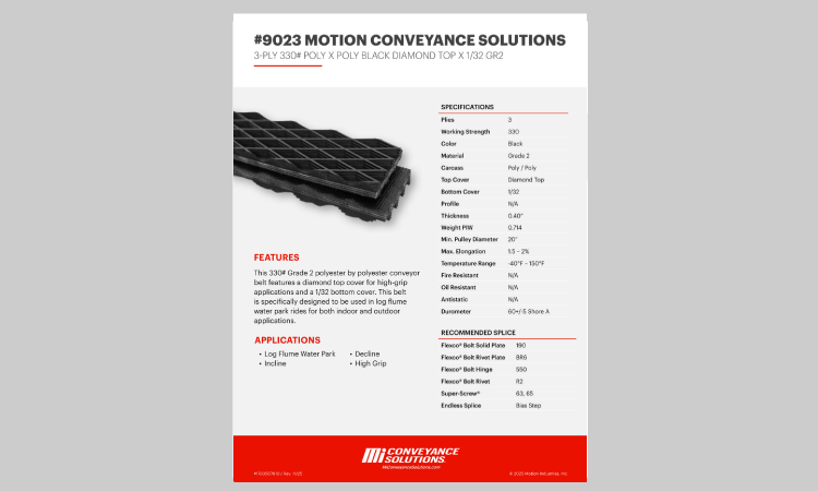 Motion Conveyance Solutions | #9023 3-PLY 330# POLY X POLY BLACK ...